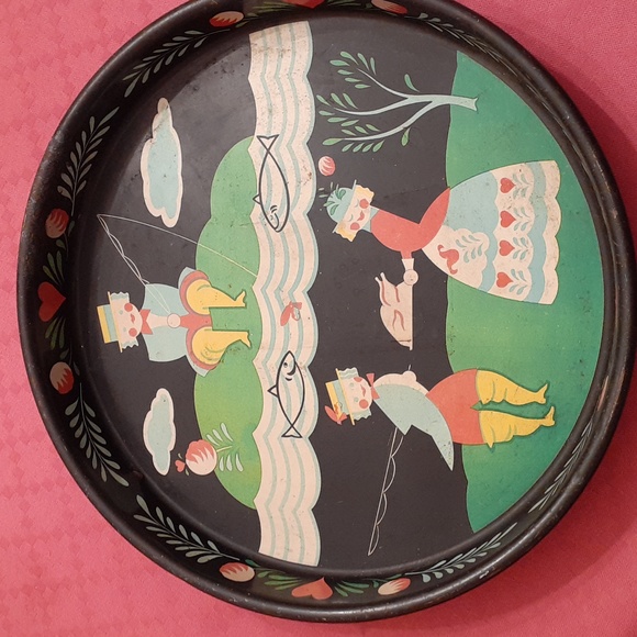 Vintage | Accents | Vintage Folk Art Metal Pennsylvania Dutch Tray ...